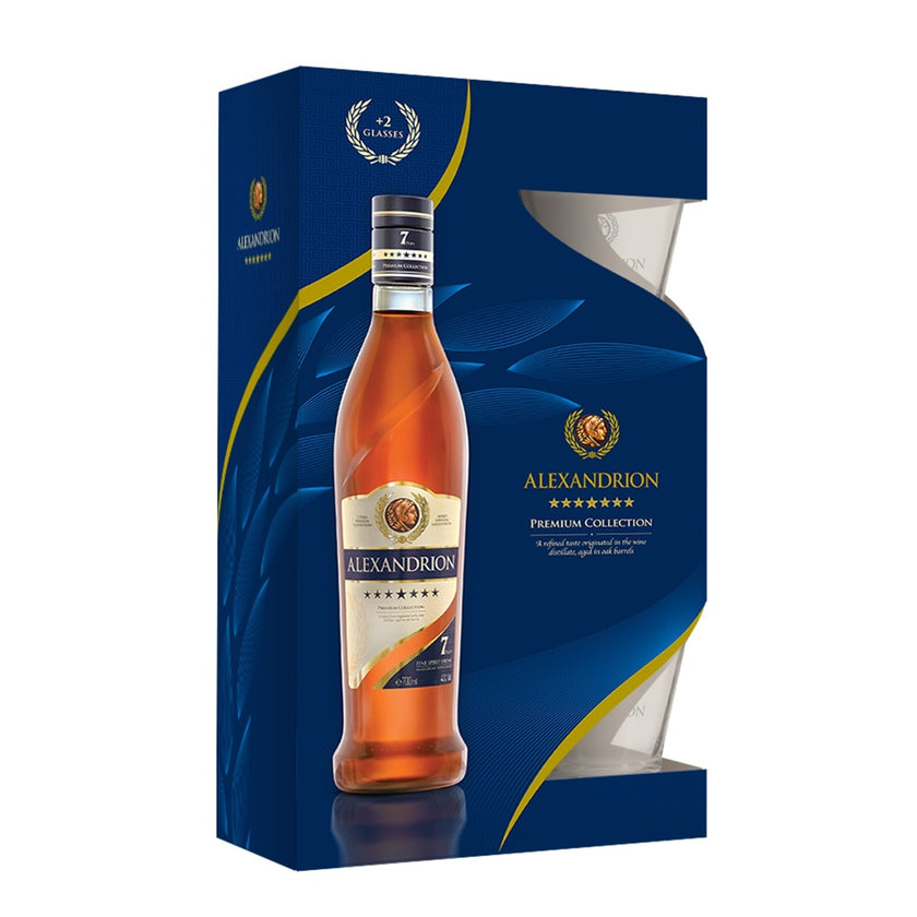 Alexandrion 7* cognac package with 2 glasses - 700ml - A&S Market